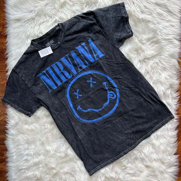 NIRVANA | Shirts | Nirvana Mens Graphic Tshirt Blue Smiley Face Logo 0 ...